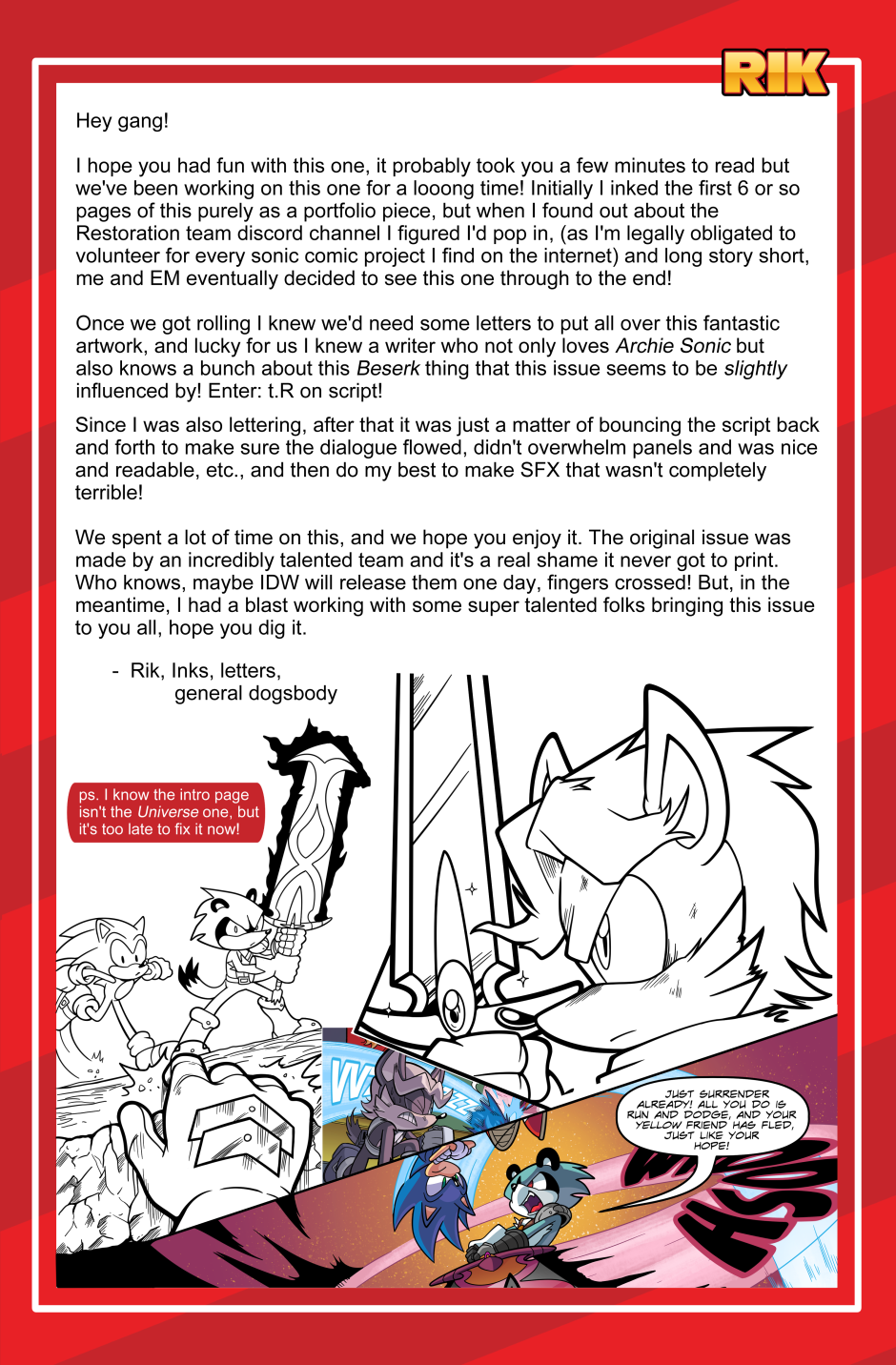 Read Archie Sonic Restoration :: Sonic Universe #95 - Fan Restoration ...