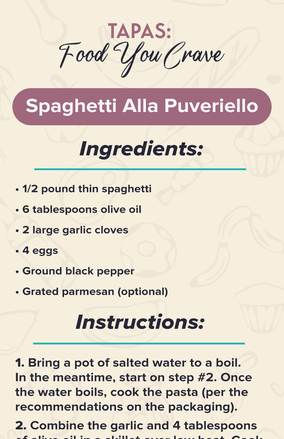 Read Tapas: Food You Crave :: Spaghetti Alla Puveriello aka Poor Man's ...