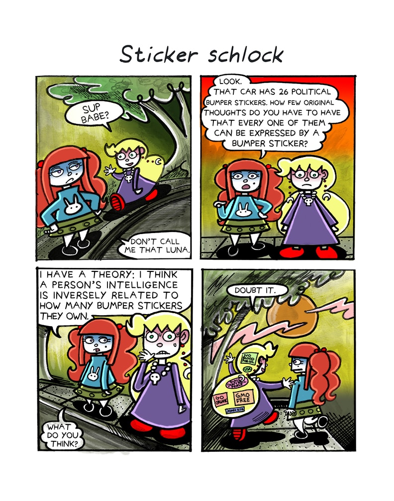 Read The Trivial Tales of Luna Lesser :: Sticker Schlock | Tapas Comics