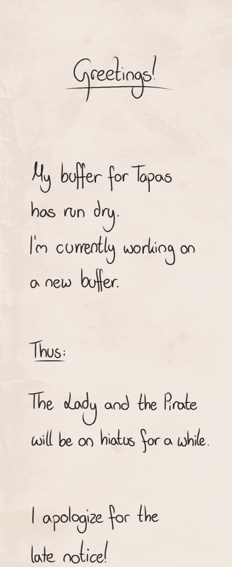 Read The Lady and The Pirate :: Hiatus Notice! | Tapas Comics