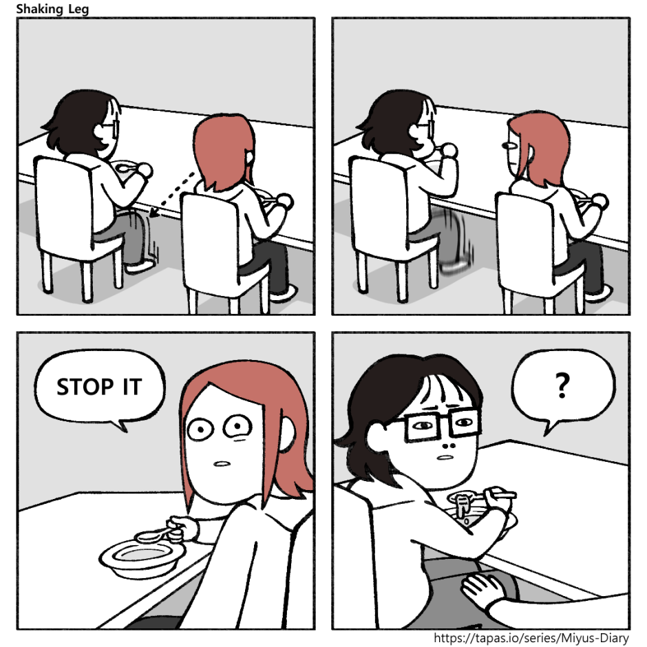 Read Miyu's Diary :: Shaking leg | Tapas Comics