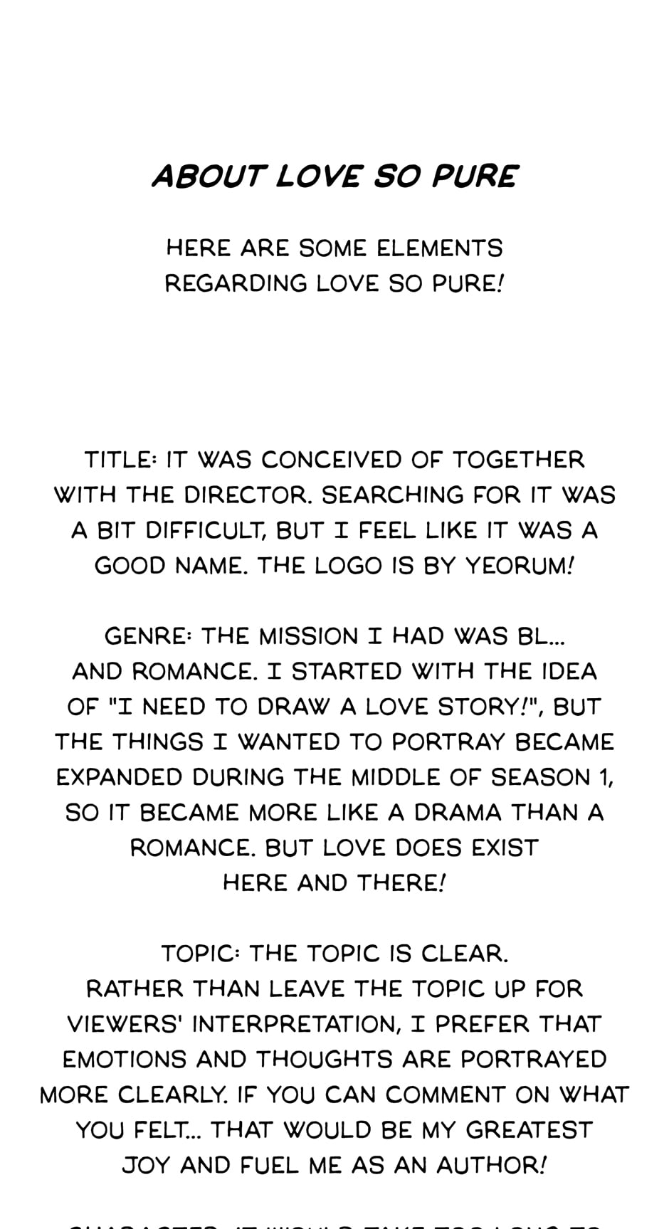 Read Love So Pure :: Author's Note | Tapas Comics